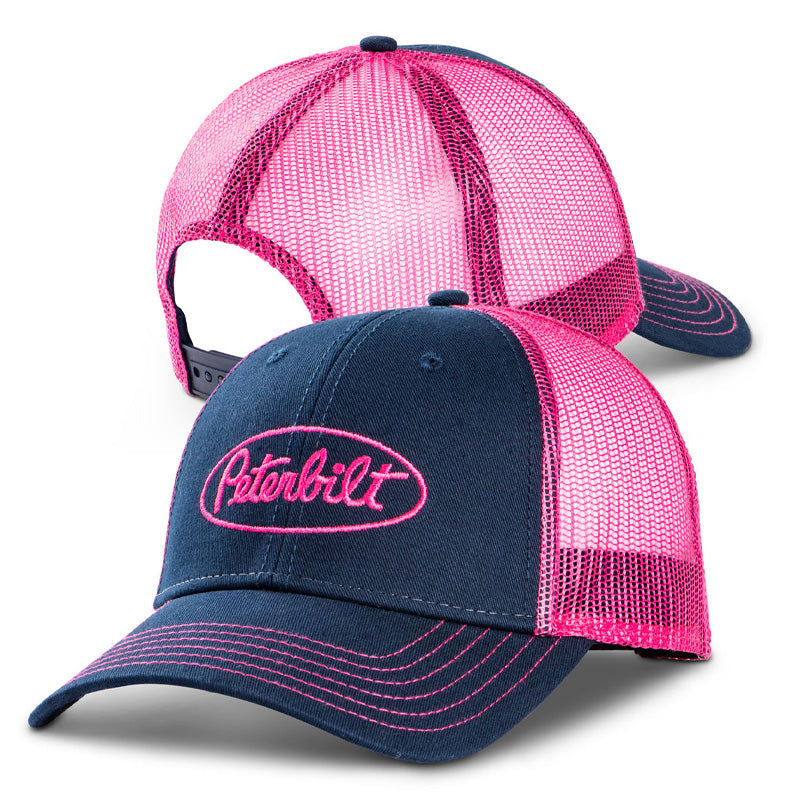 PETERBILT LOGO BLUE PINK LADIES TRUCKER HAT – Ohio Peterbilt